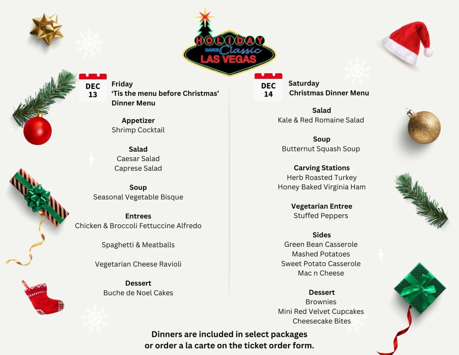 Holiday Dinner Menus Revealed – Holiday Dance Classic